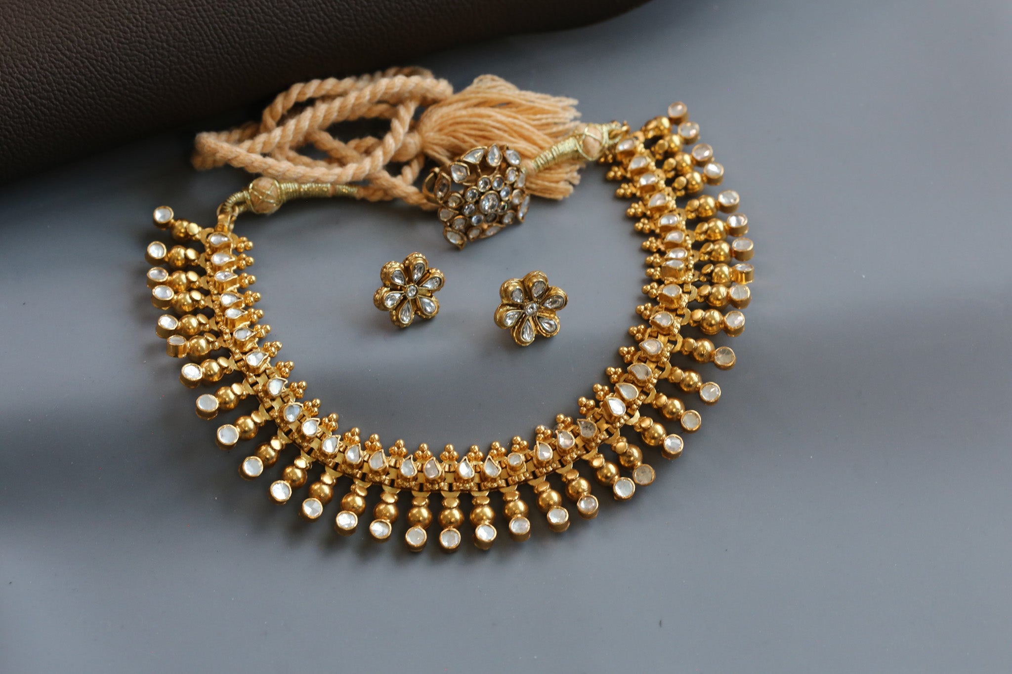 Sura 925 Silver Gold Plated Kundan Necklace Set – AristaJoules